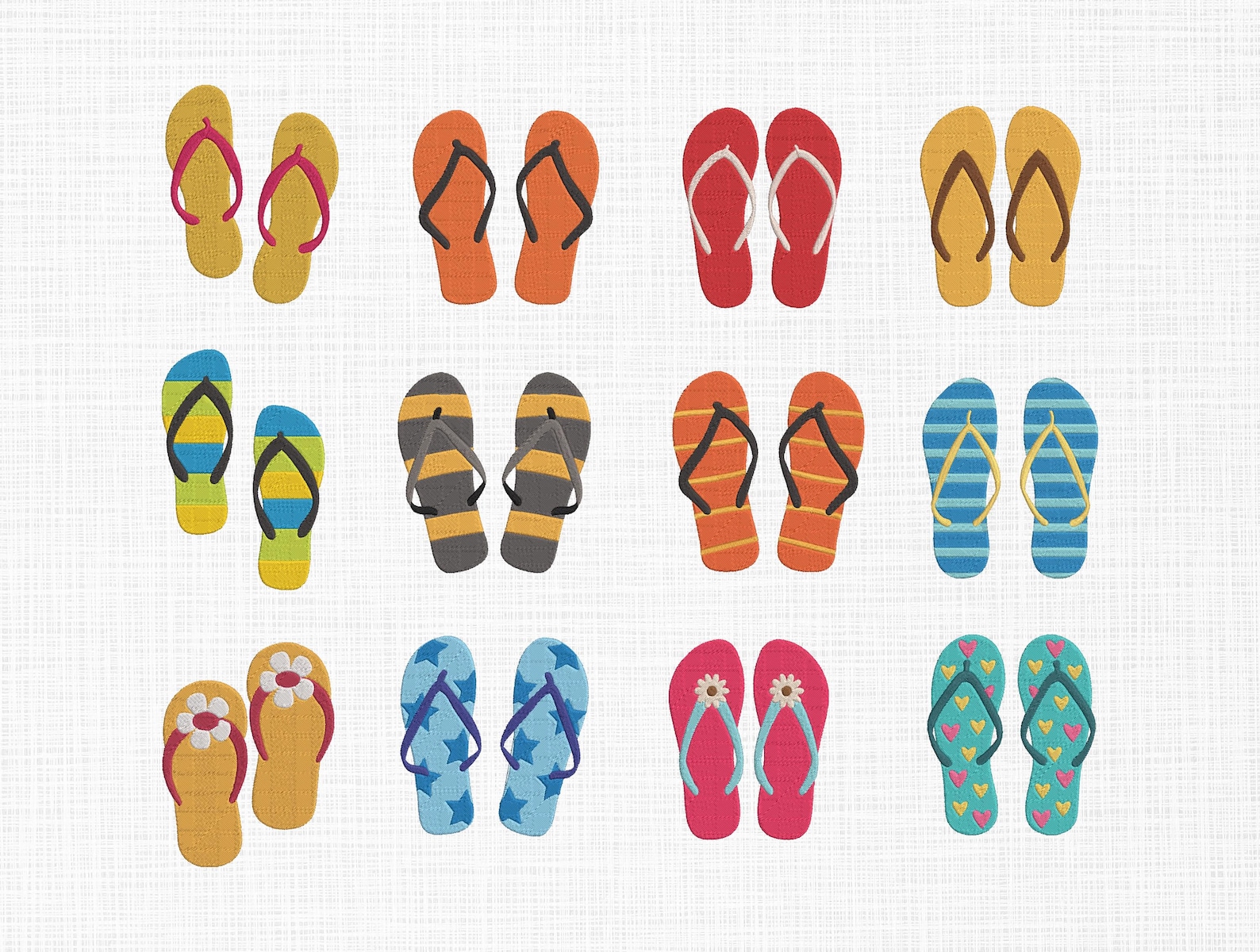 Slippers Embroidery Design, Beach Slippers Embroidery Design, Slippers ...