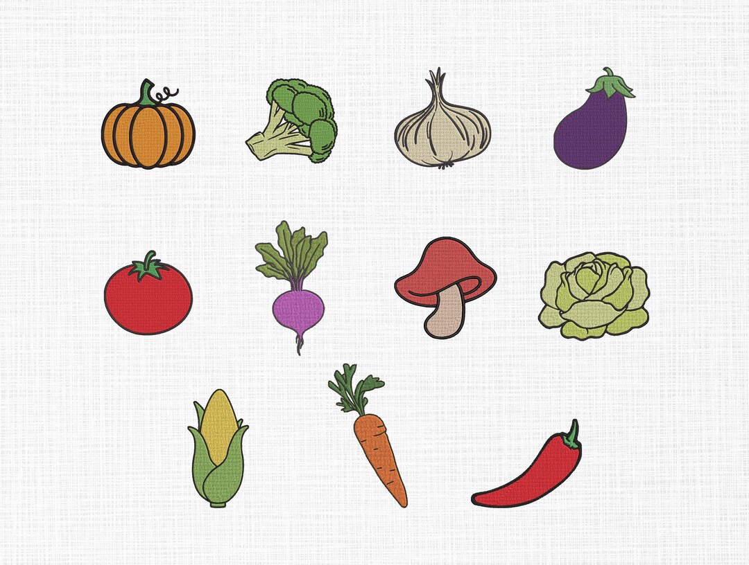 Mini Vegetables Bundle Embroidery Design Vegetables Embroidery Design ...