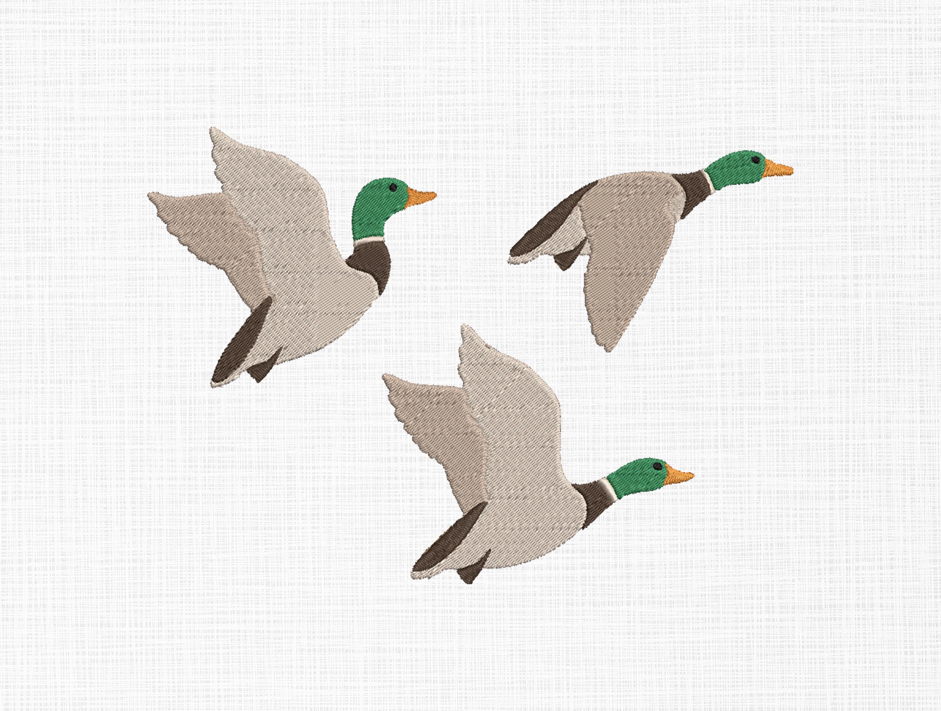 Mallard Duck Embroidery Design, Mini Ducks Embroidery Design, Flying ...