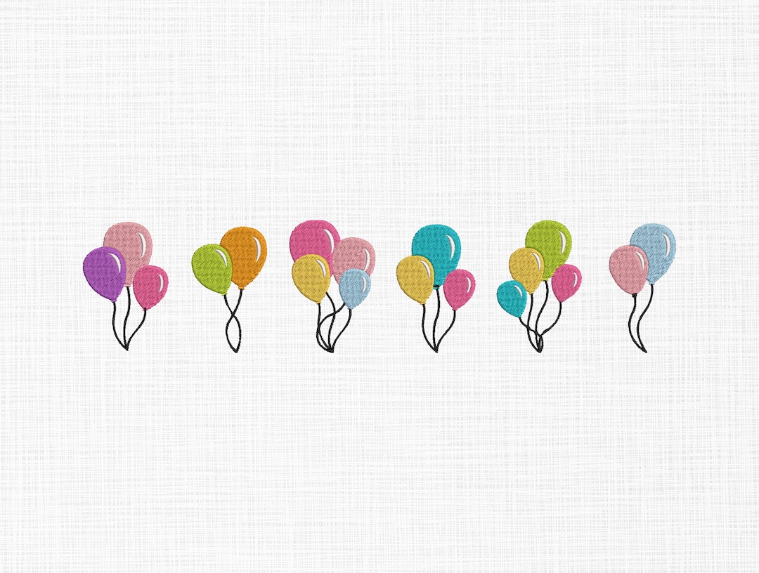 Balloons Embroidery Design Set of 6, Mini Balloons Embroidery Design ...