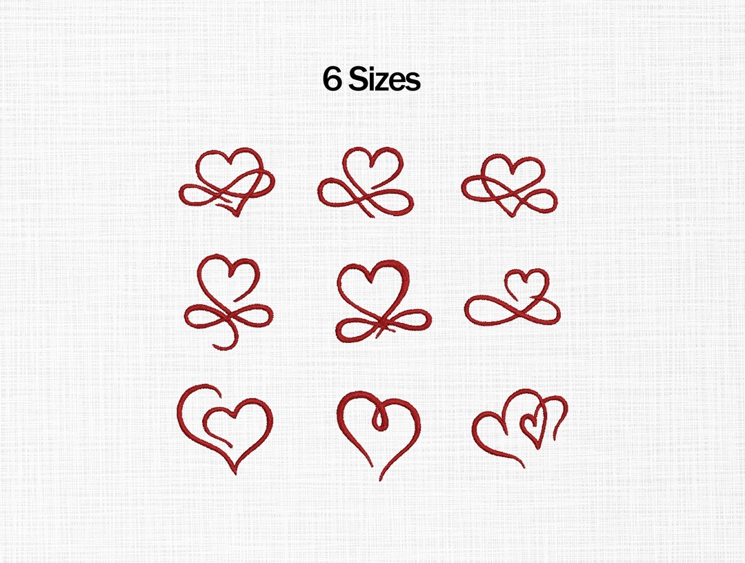 Infinity Hearts Embroidery Design, Mini Hearts Embroidery, Hearts ...