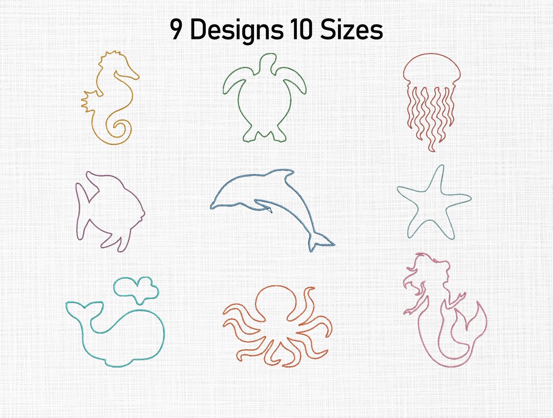 Sea Animals Embroidery Design Mini Sea Animals Embroidery Design ...