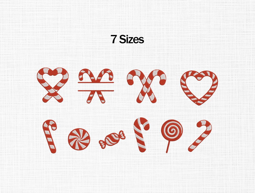 Candy Cane Embroidery Design, Candy Cane Filled Stitch, Mini Candy Cane ...