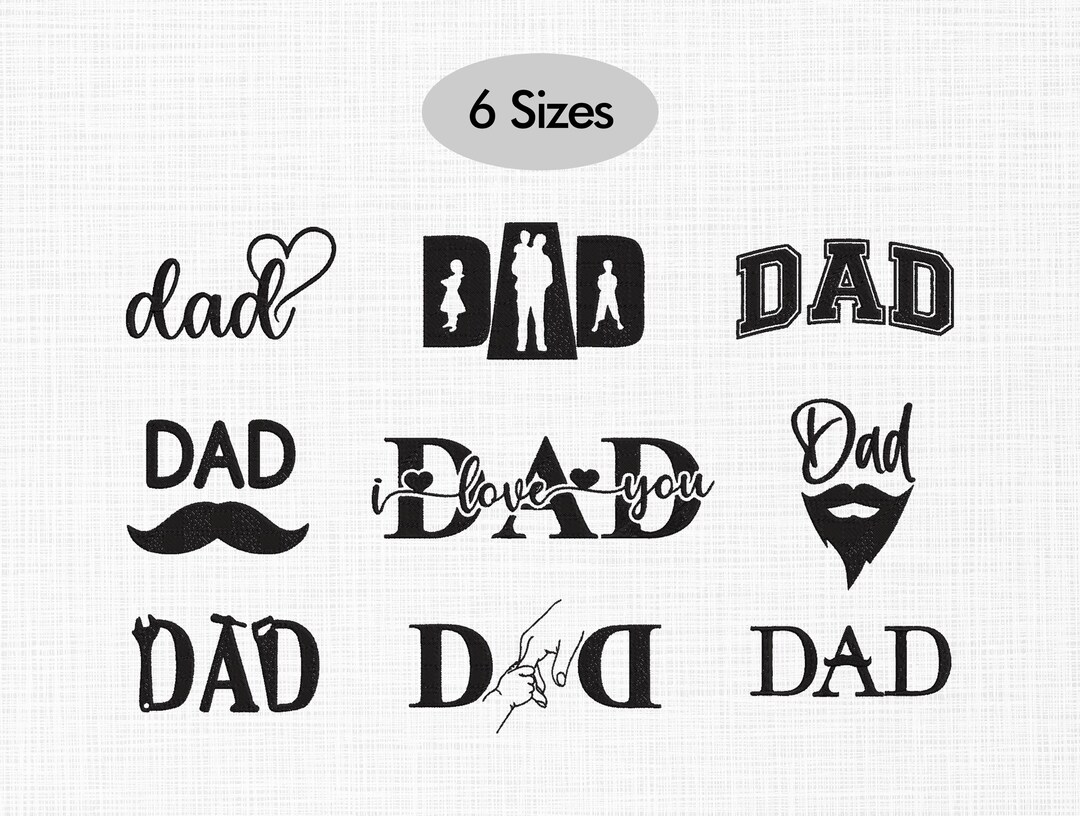 Dad Embroidery Design, Father’s Day Machine Embroidery File Dad Bundle ...