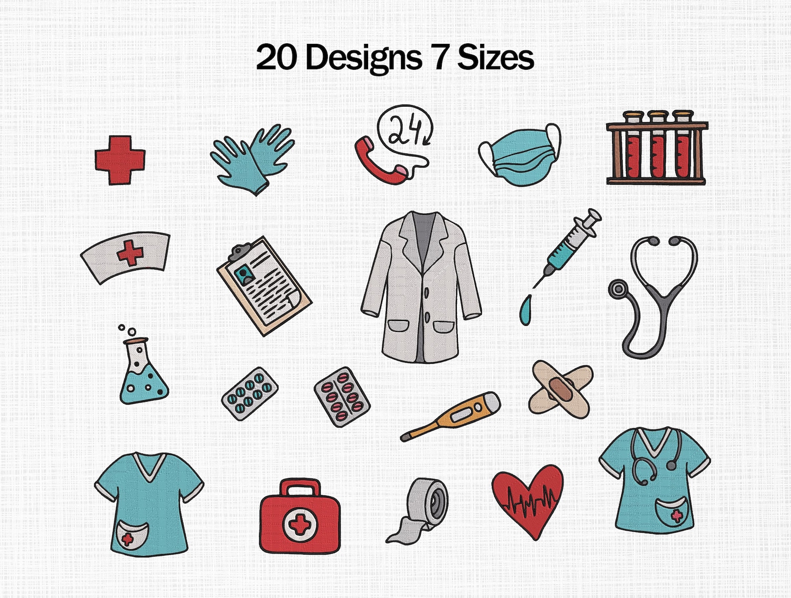 Doc Set Embroidery Design, Medical Set Embroidery Design, Stethoscope ...