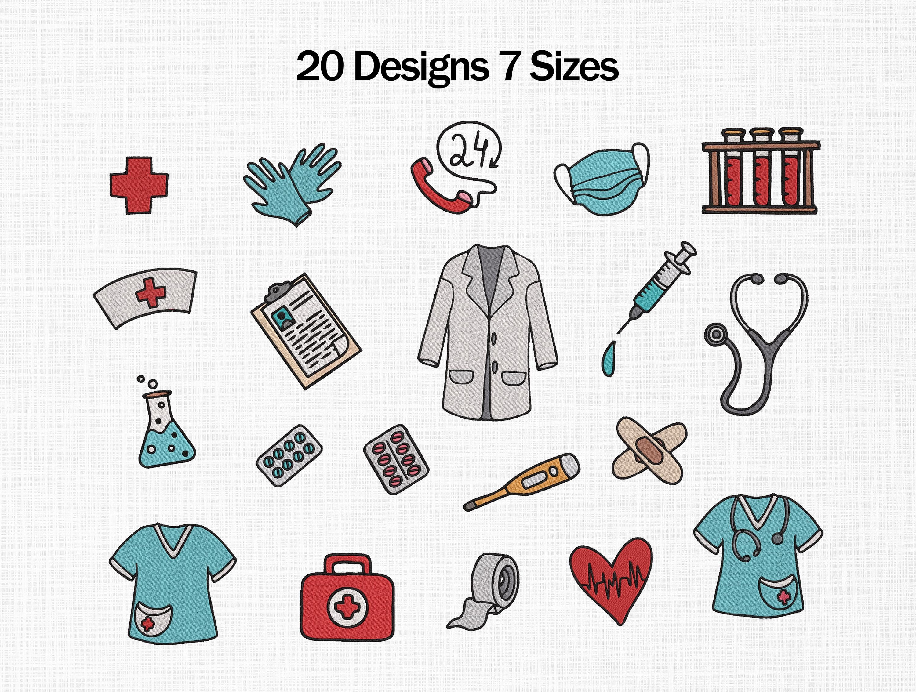 Doc Set Embroidery Design, Medical Set Embroidery Design, Stethoscope ...