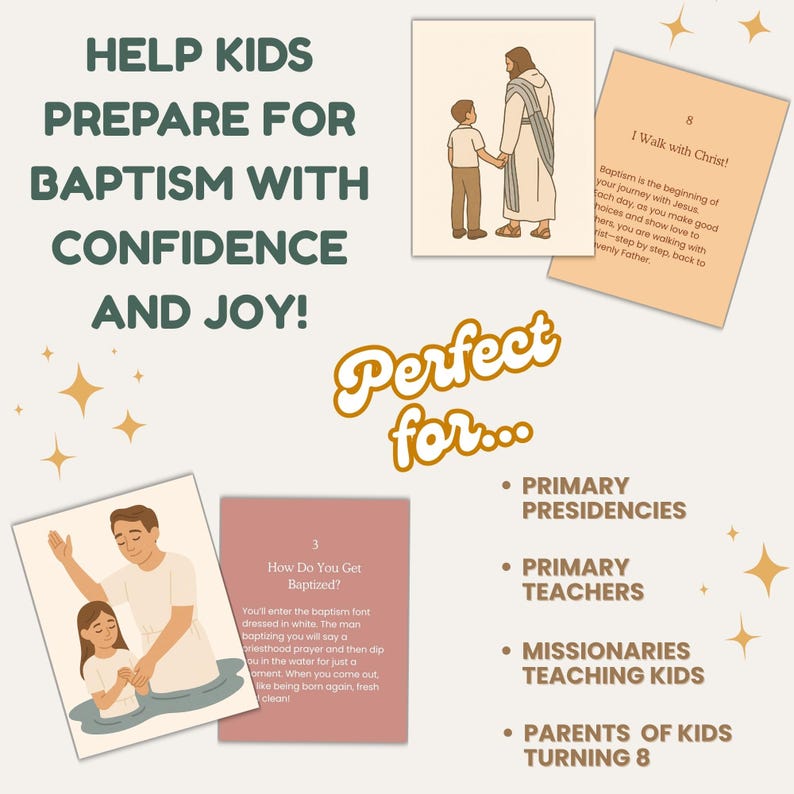 LDS Baptism Prep Flip Chart: Boys & Girls, Printable Lesson (digital ...
