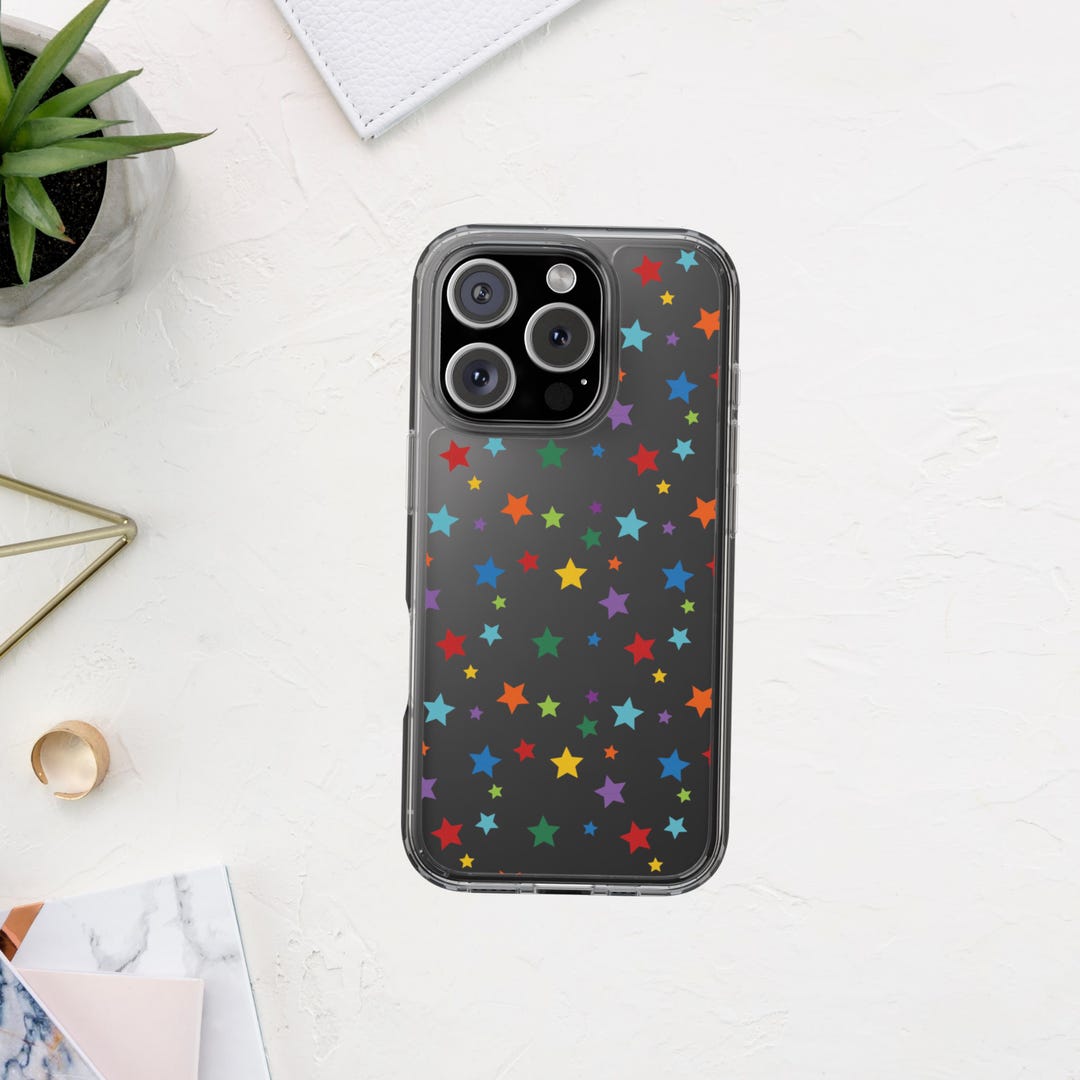 Colorful Stars Phone Case, Stars Clear Phone Case for iPhone 16,15,14 ...