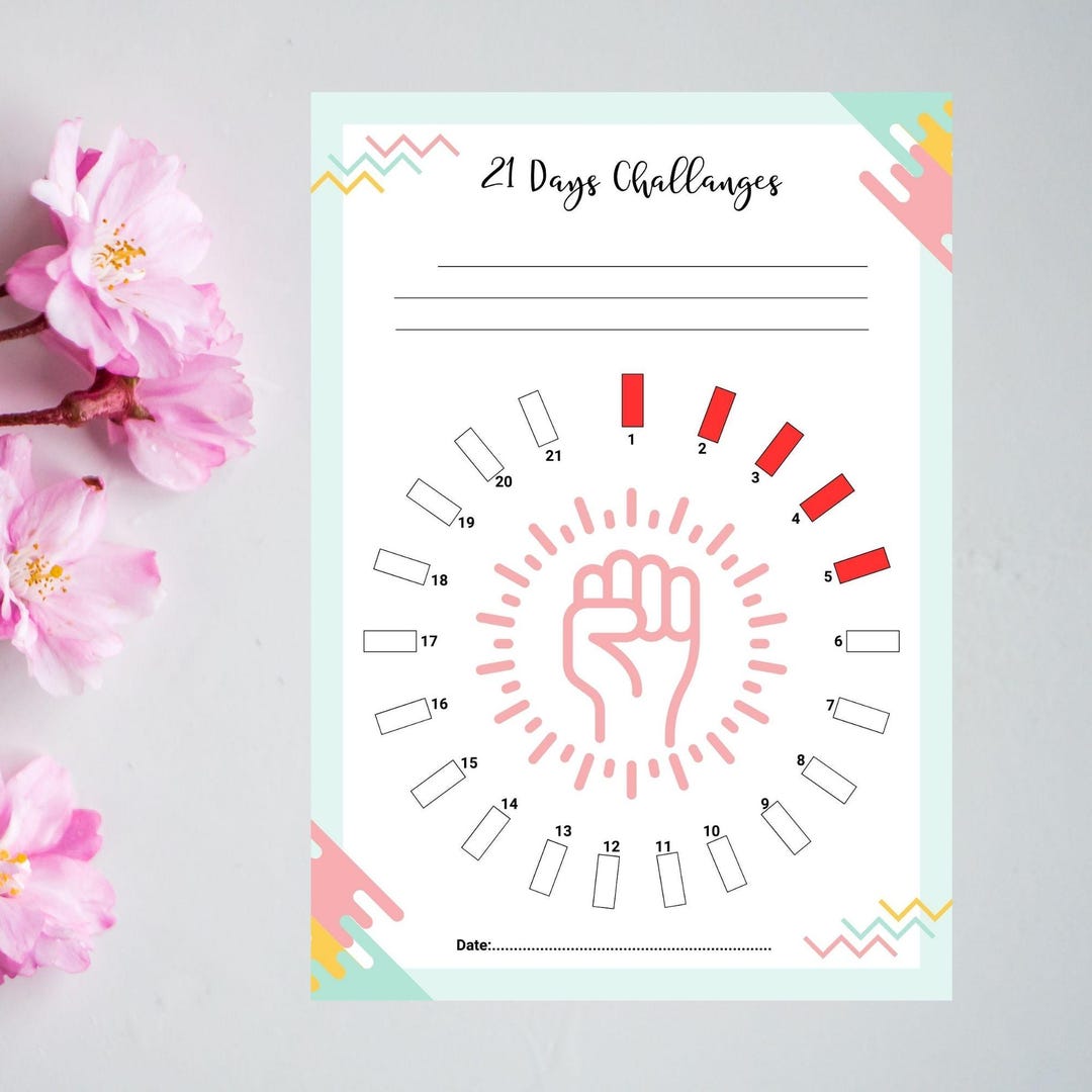 21 Day Challenge Tracker, Printable Habit Tracker, Motivation Chart ...