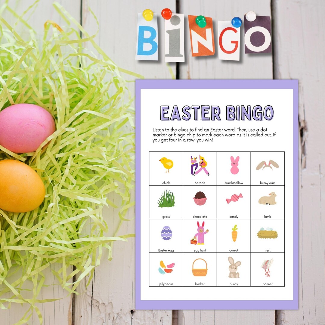 Ostern Bingo Spiel für Kinder | Lustige druckbare Aktivität | 8 ...