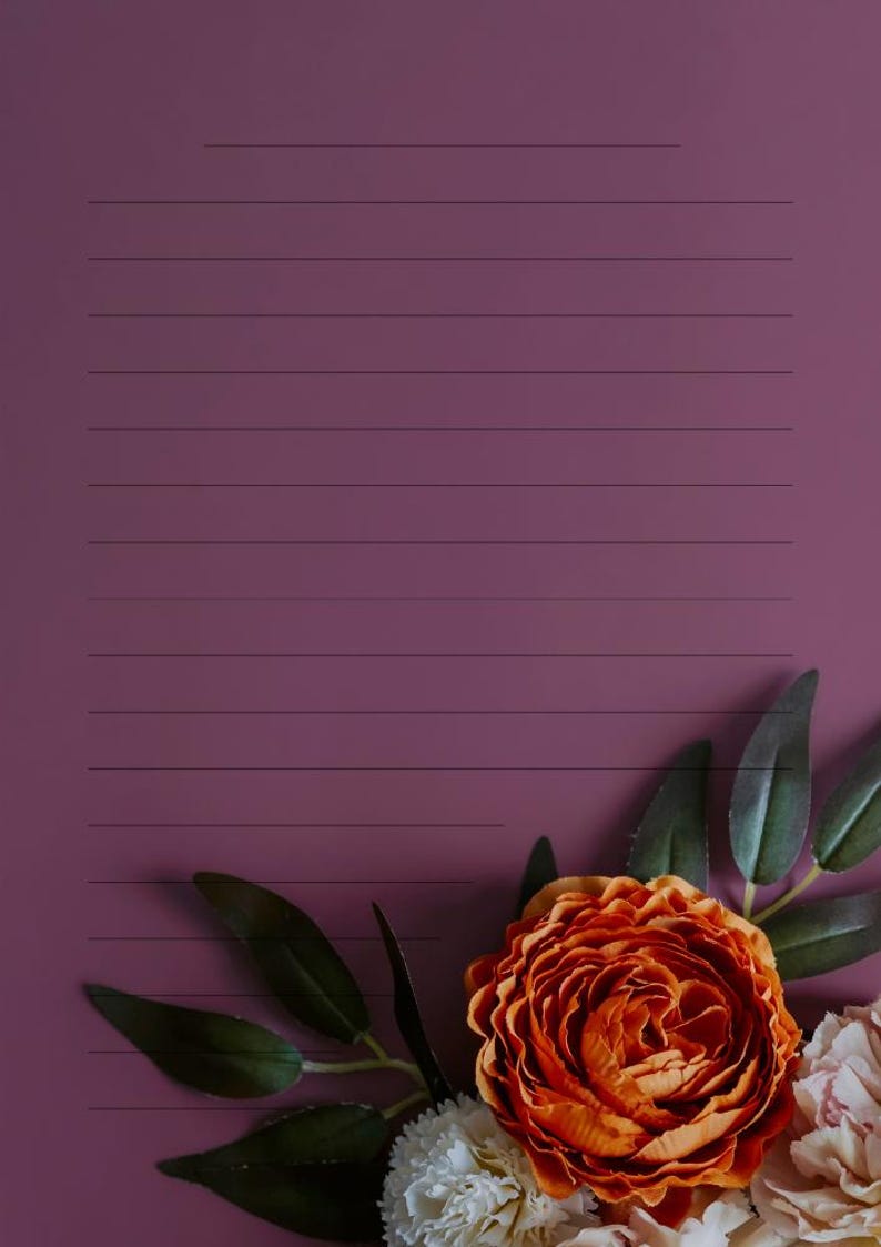 60 Vintage Floral Letter Papers | A4 Digital Writing Paper Set ...