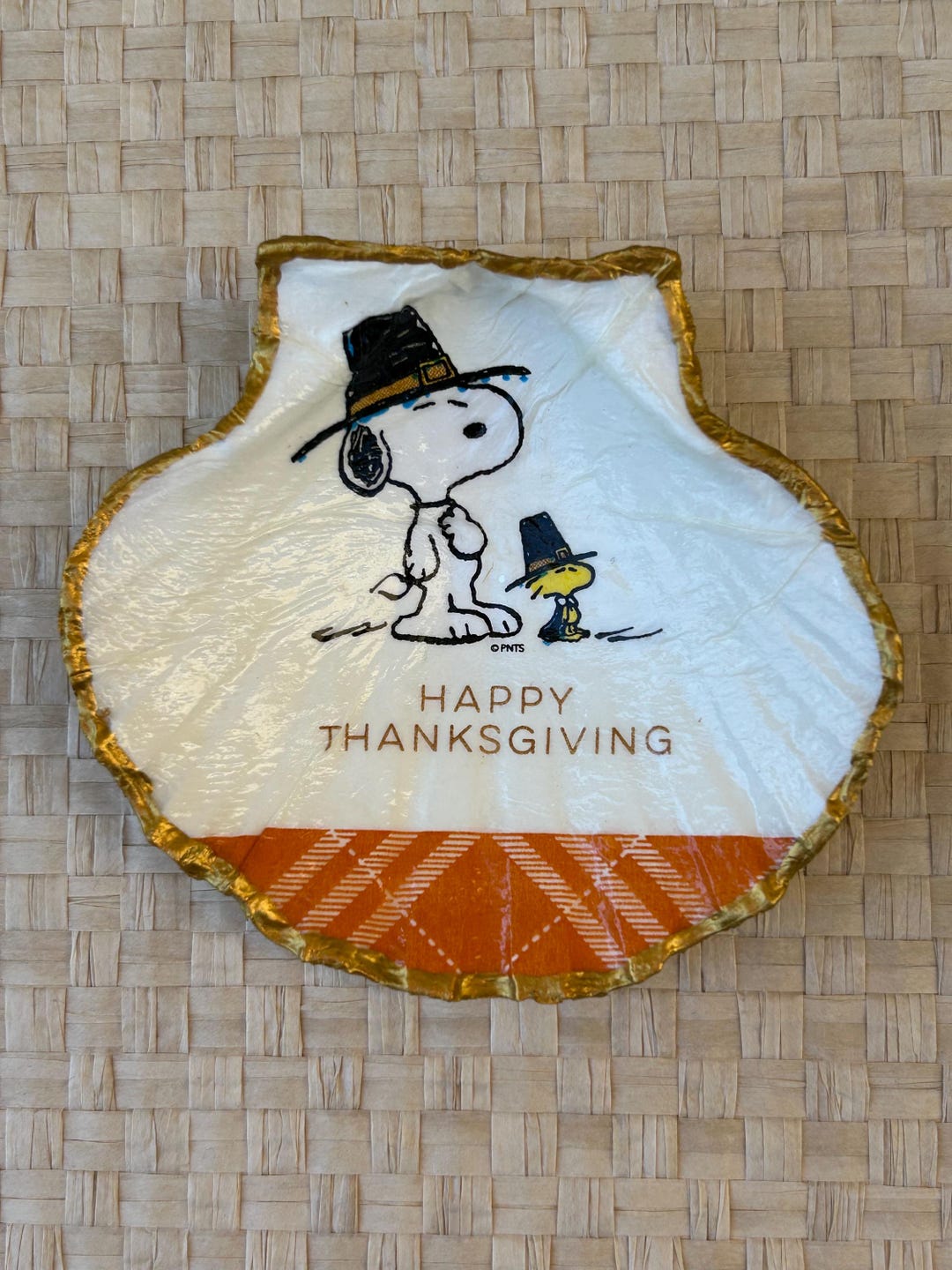 Snoopy Happy Thanksgiving Decoupaged Scallop Shell - Etsy