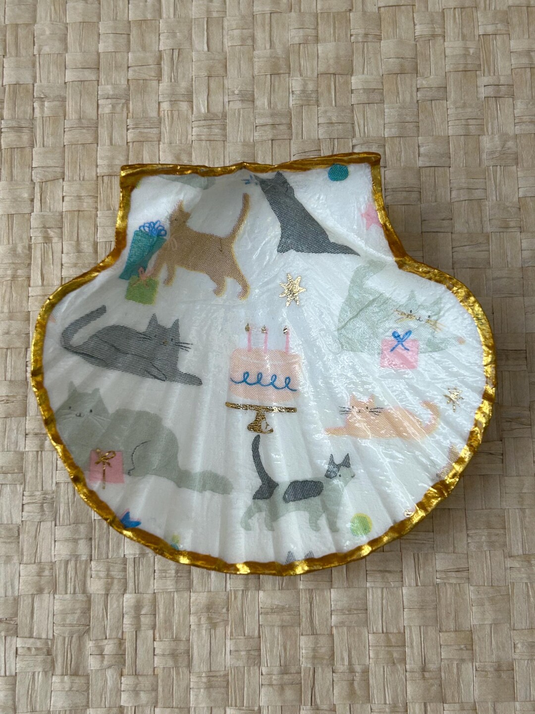 Cats Party Decoupaged Scallop Shell - Etsy