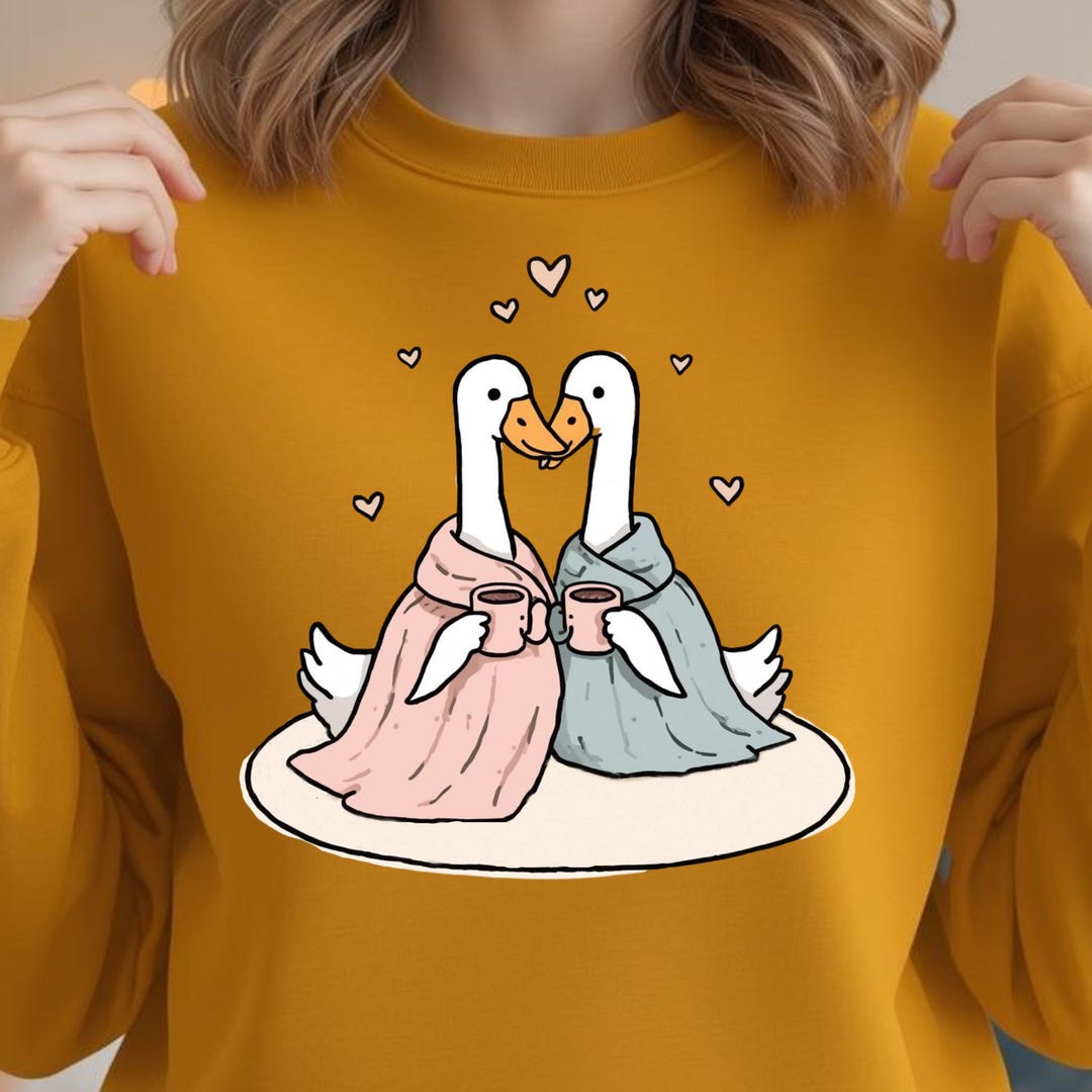 Valentine Goose Couple Shirt PNG, Cozy Silly Goose Hot Cocoa Snuggle ...