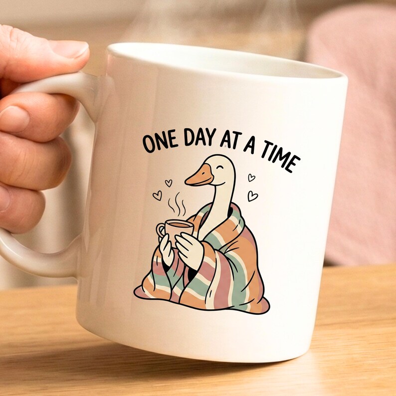 One Day at A Time Goose PNG, Anxiety Relief Clipart, Cozy Mental Health ...