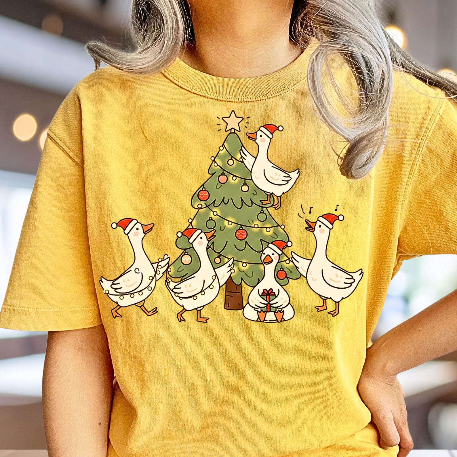 Christmas Geese Tree PNG, Cute Holiday Sweatshirt Design, Cozy Goose ...