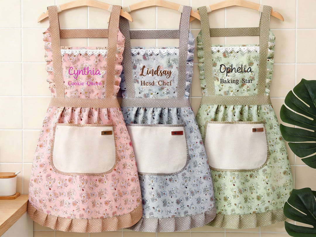 Personalized Apron for Women,custom Ruffle Aprons With Floral,baking ...