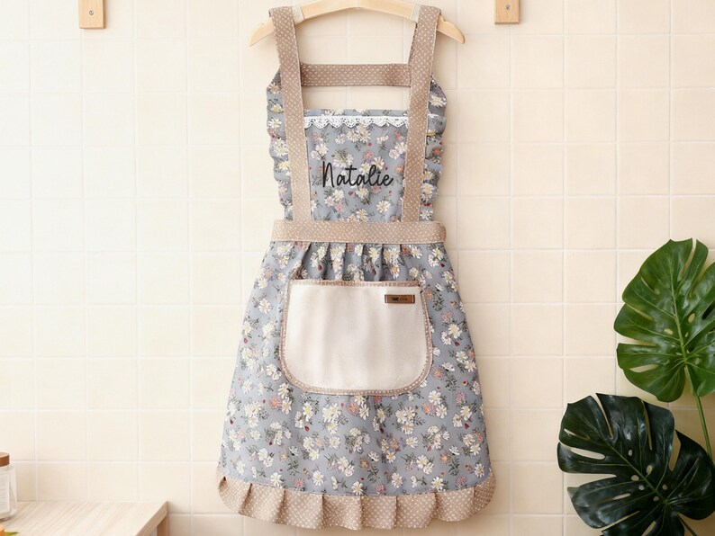 Personalized Apron for Women,custom Ruffle Aprons With Floral,baking ...