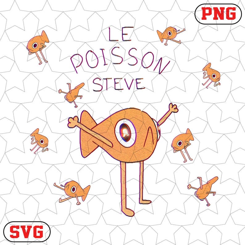 Le Poisson Steve PNG | Funny Meme Fish Character | Hand Drawn Cartoon ...