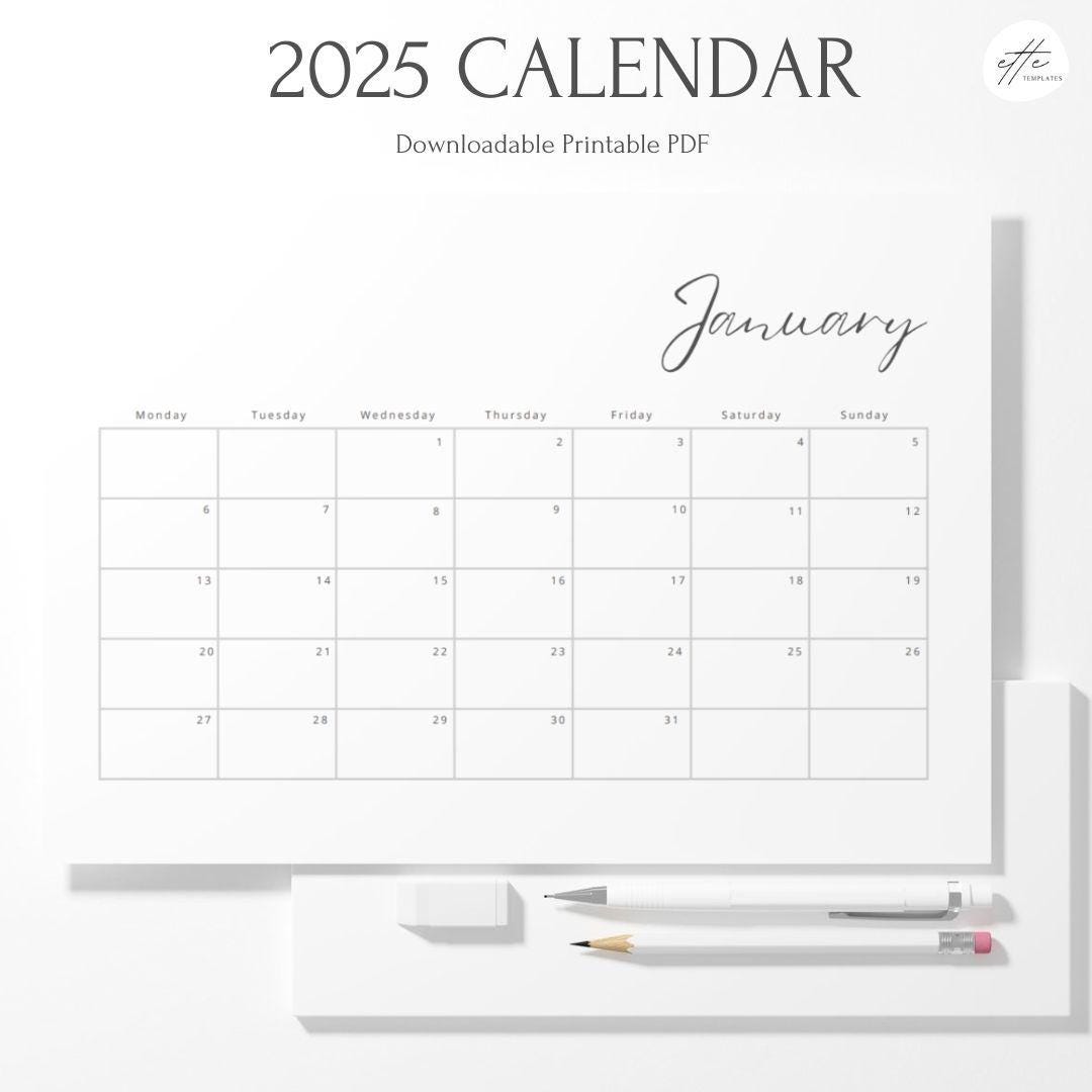 Minimalist 2025 Printable Calendar | Aesthetic Wall Calendar | Simple ...