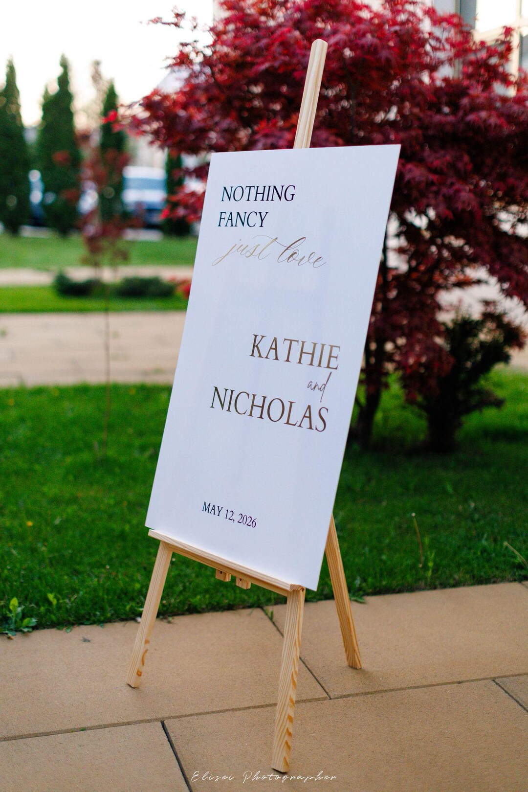 White Acrylic Wedding Sign With 3D Gold Mirror Names - Wedding Welcome ...