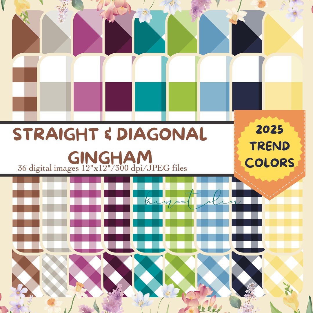 2025 Trend Colors Straight and Diagonal Gingham Seamless Pattern ...