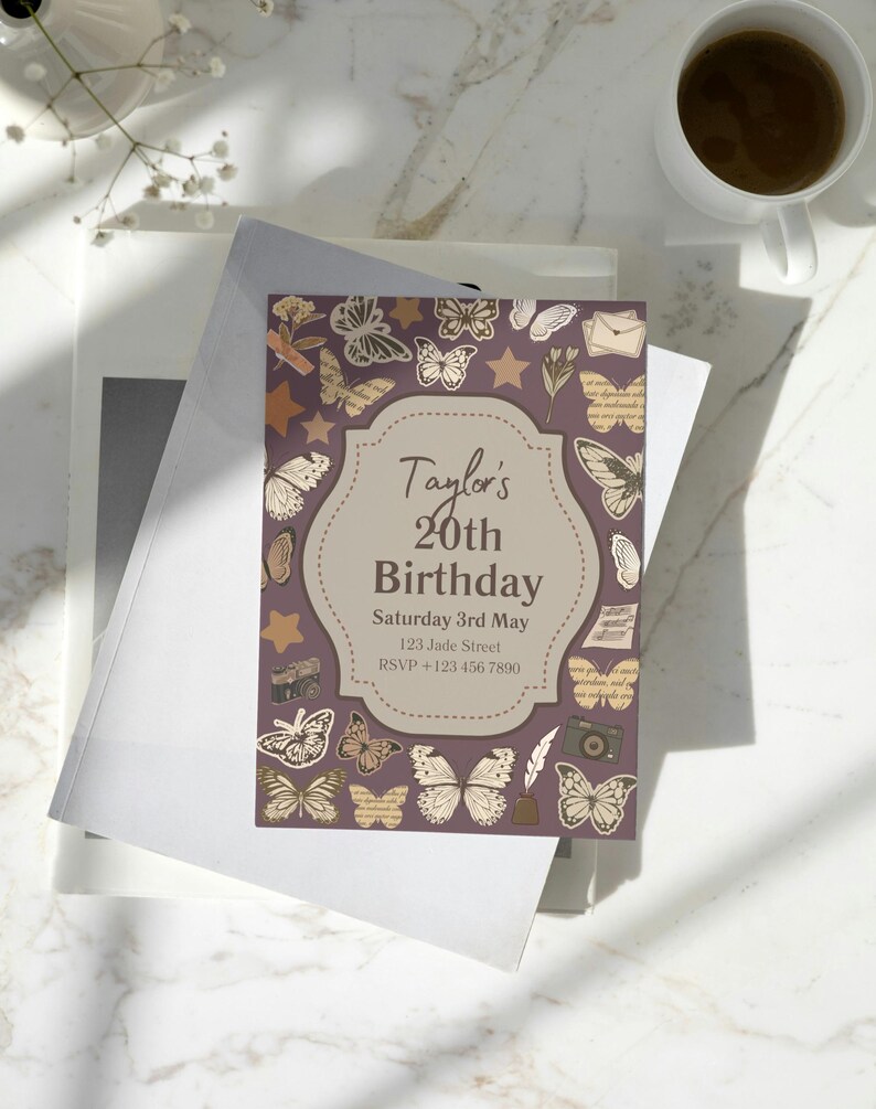 Scrapbook Style Birthday Invitation - Birthday Party / Event / Lyrics ...