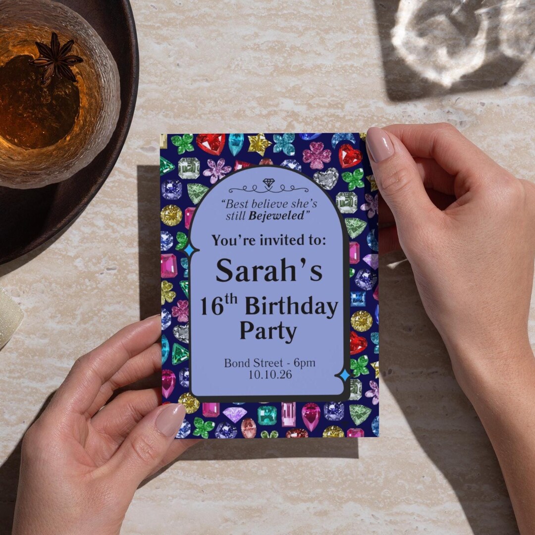 Bejeweled Invitation - Birthday / Bachelorette / Event / Listening ...