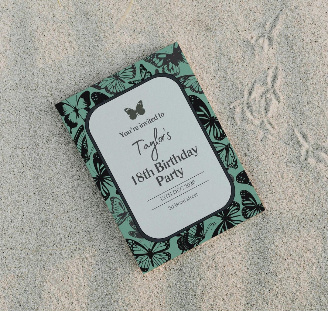 Debut Butterfly Invitation - Birthday Party / Event / Lyrics ...