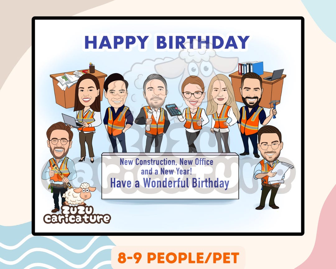 Custom Engineer Team Caricature | Personalized Construction Portrait ...
