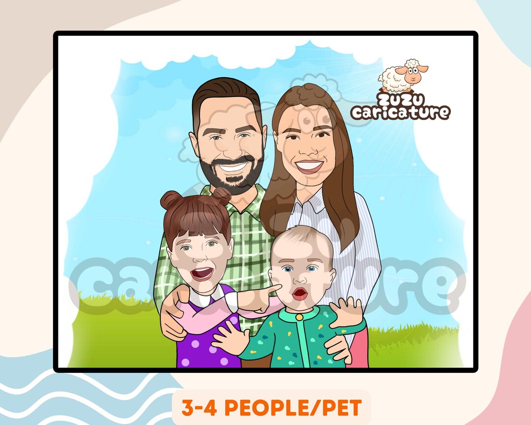 Happy Family Portrait | Custom Digital Cartoon | Personalized Parents ...