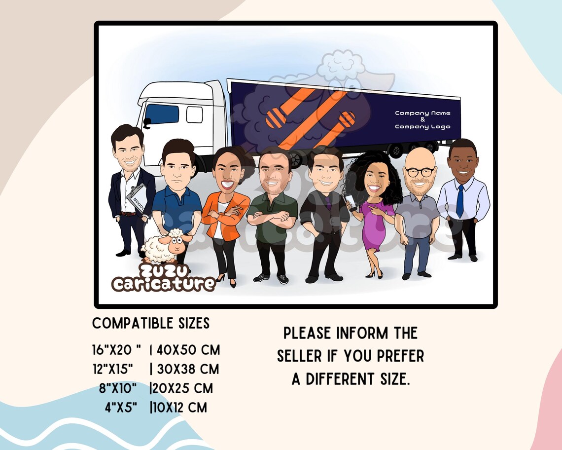 Logistics Company Caricature - Custom Business Team Portrait - Funny ...