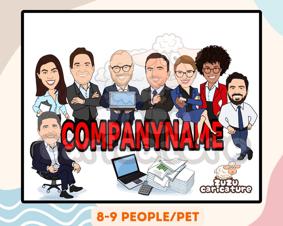 Funny Technology Office Caricature | Custom IT Team Portrait | Telecom ...