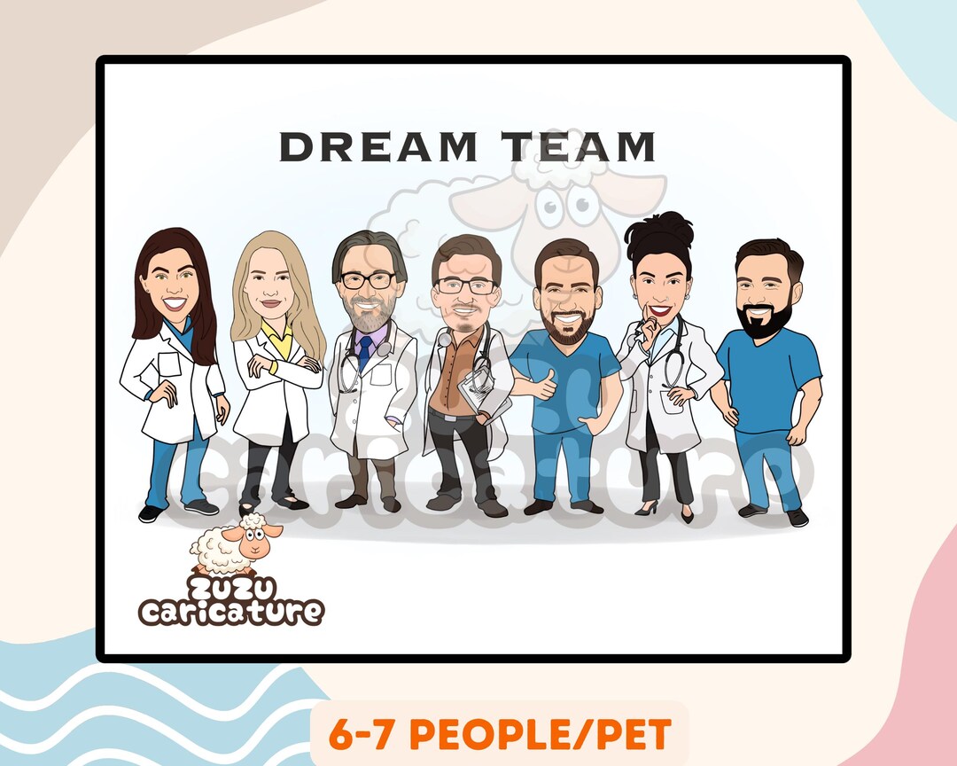 Funny Hospital Staff Caricature, Doctor Nurse Team Cartoon ...