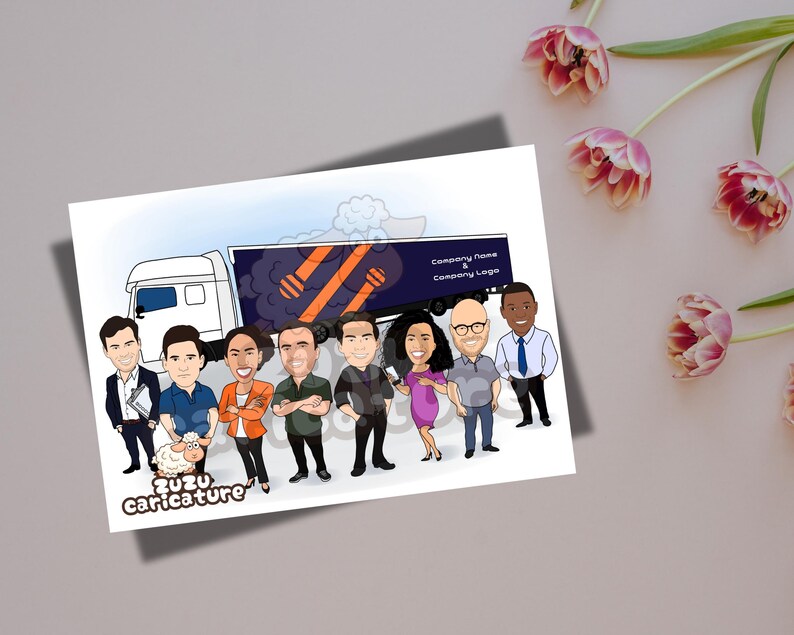 Logistics Company Caricature - Custom Business Team Portrait - Funny ...