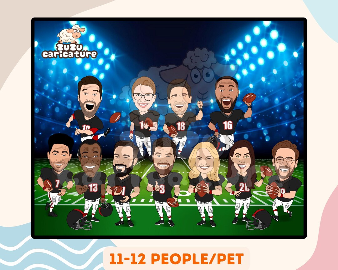 Custom Football Team Caricature | Funny Sports Cartoon | Personalized ...