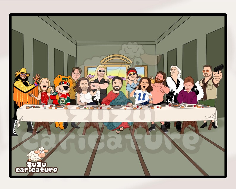 The Last Supper Parody Caricature | Custom Digital Caricature | Unique ...