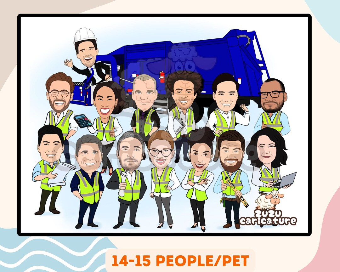 Engineering Team Caricature | Custom Construction Cartoon | Funny ...