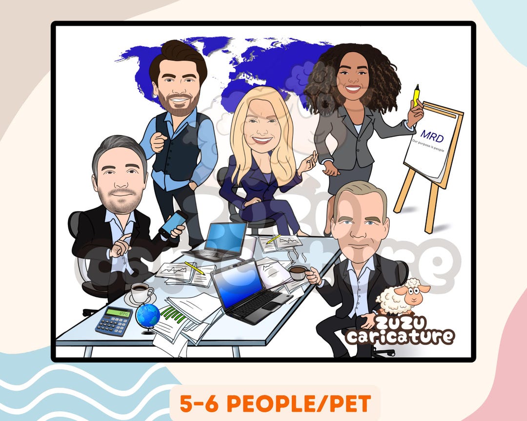 Custom Finance Team Caricature | Funny Banker Cartoon | Personalized ...