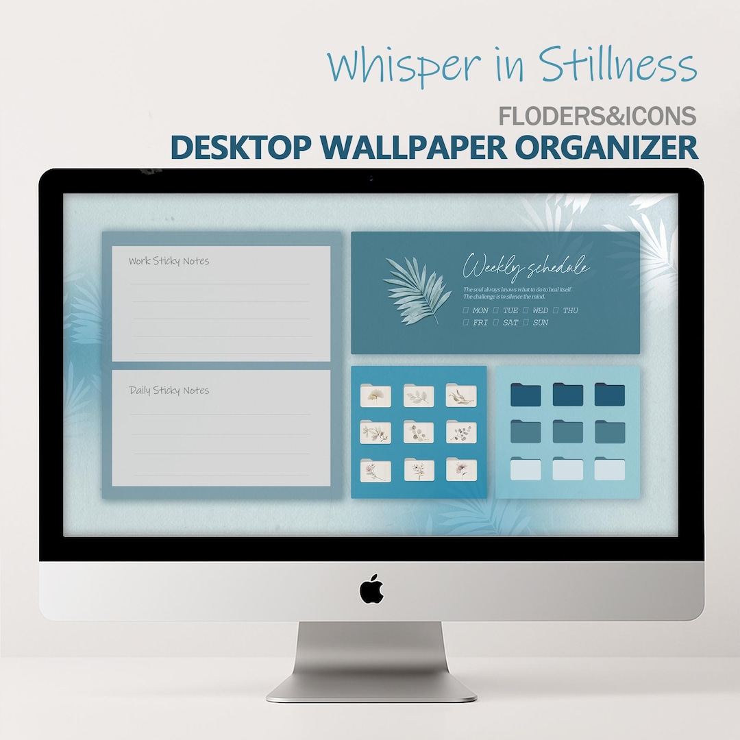 Blue Desktop Organizer Wallpaper – Minimal Productivity Background With ...