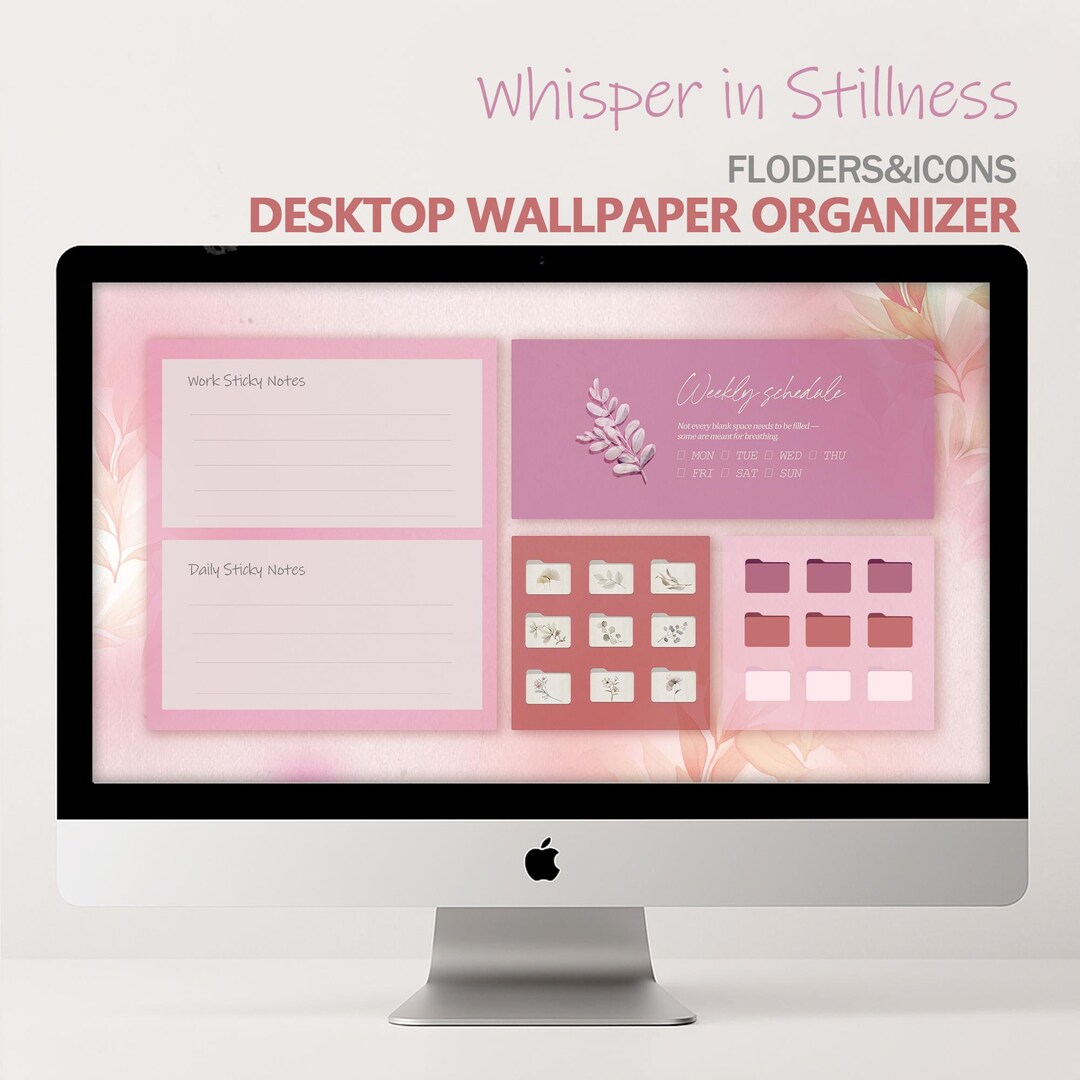 Pink Desktop Organizer Wallpaper With Matching Folder Icons ...
