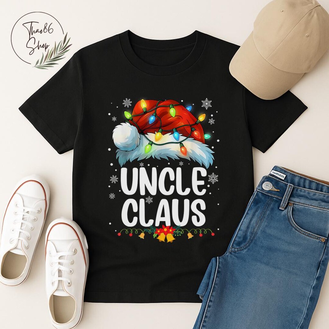 Personalized Uncle Claus Christmas Hat, Custom Name Santa Lights Design ...