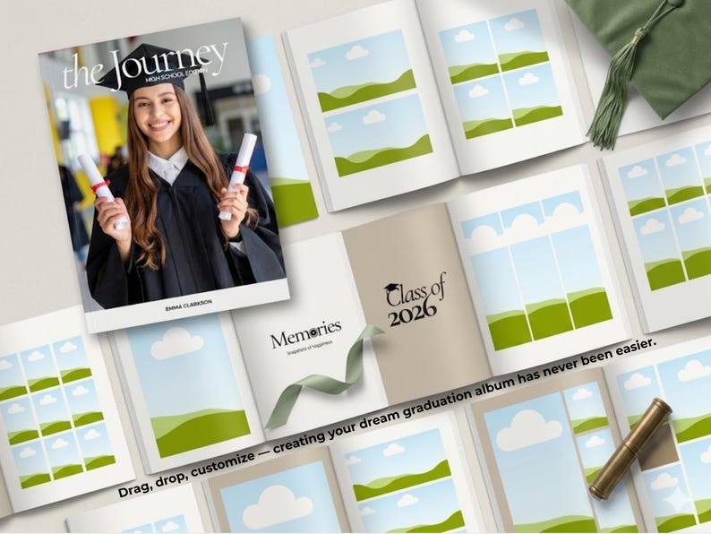 Graduation Photobook Template Canva Editable A4 Graduation Album Senior ...