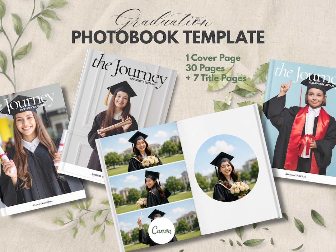Graduation Photobook Template Canva Editable A4 Graduation Album Senior ...