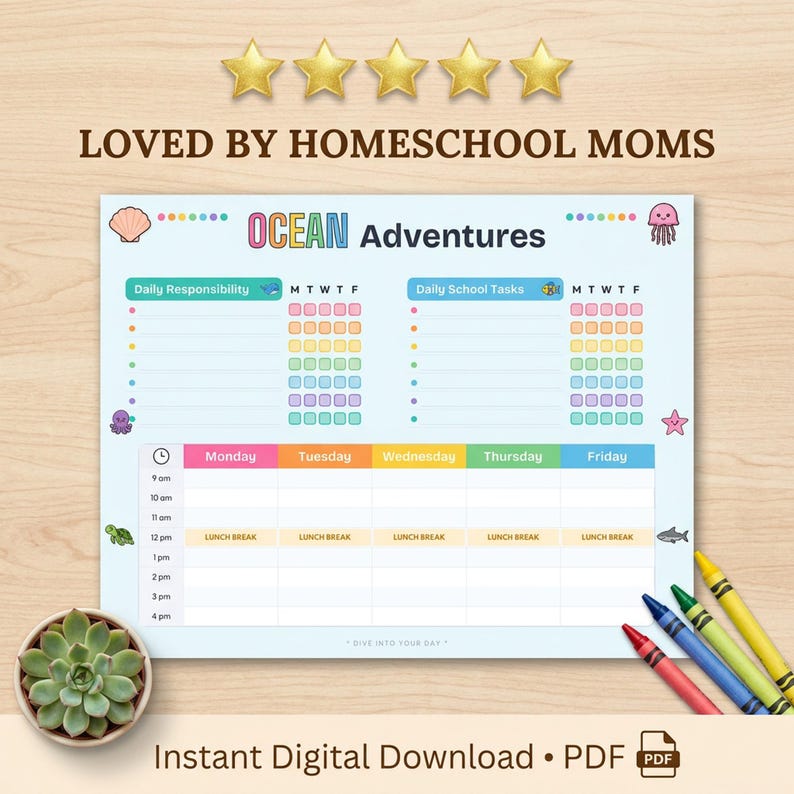 Homeschool Planner Printable | Daily Weekly Student Schedule (digital ...