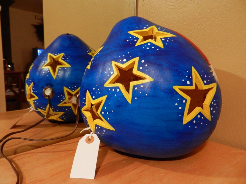 Light up Santa Moon and Stars Gourd - Etsy