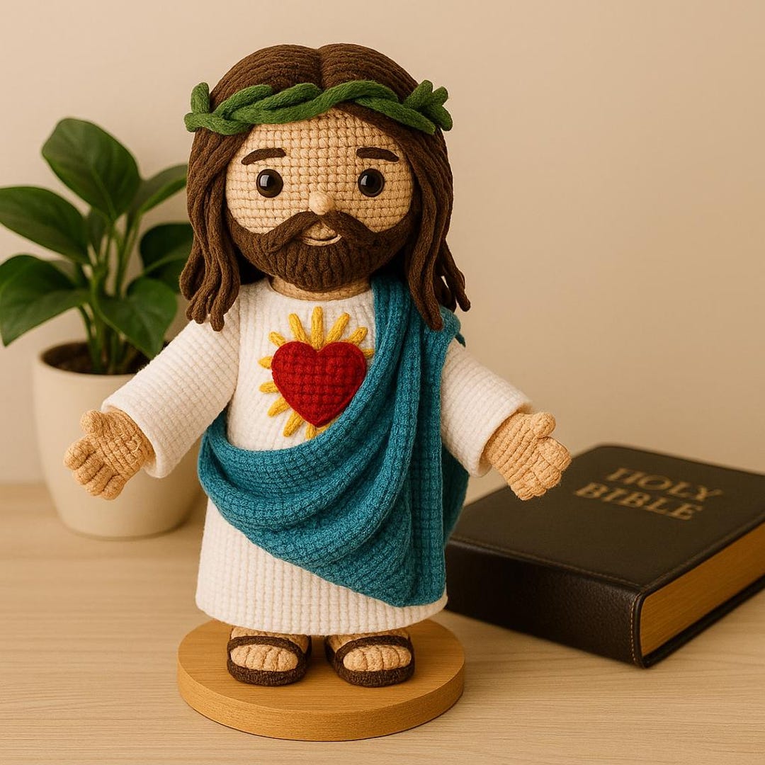 Crochet Jesus Doll With Sacred Heart Handmade Christian Amigurumi ...