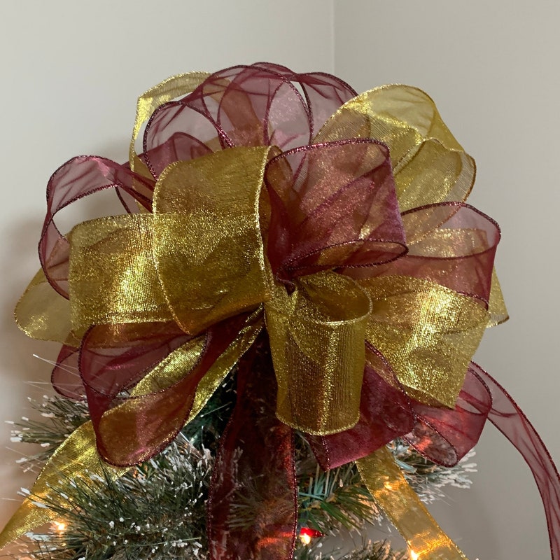 Christmas Tree Topper Bow Etsy