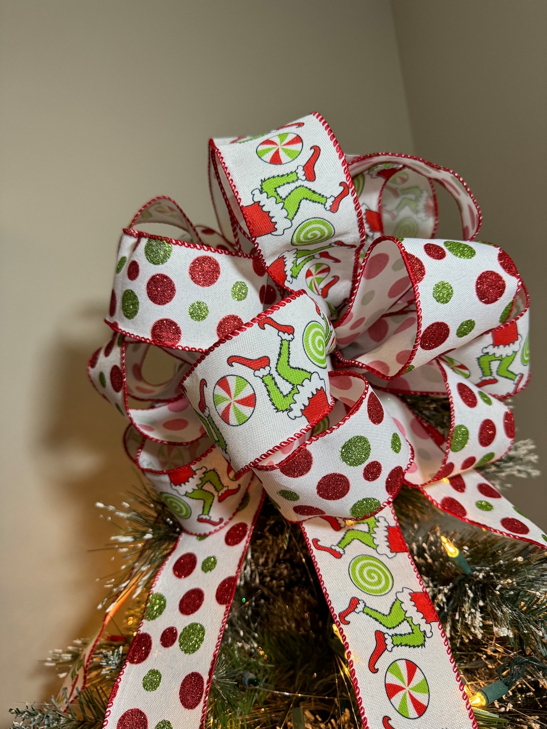 How the Grinch Stole Christmas Tree Topper Bow 8 Ft Tails - Etsy