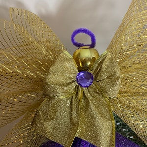 Purple and Gold Deco Mesh Angel, Tree Topper, Guardian Angel, Get Well ...